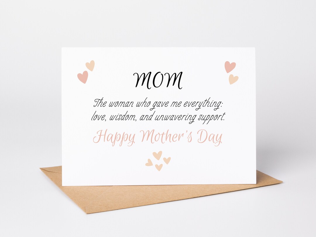 Poem Mothers Day Card, Personalized Mothers Day Card for Mom, Mothers ...