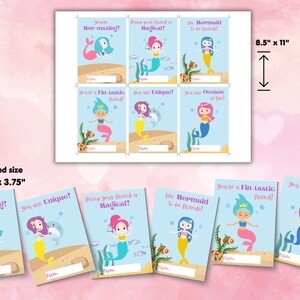 Printable Mermaid Valentines Day Cards, Classroom Valentine's Day Cards ...