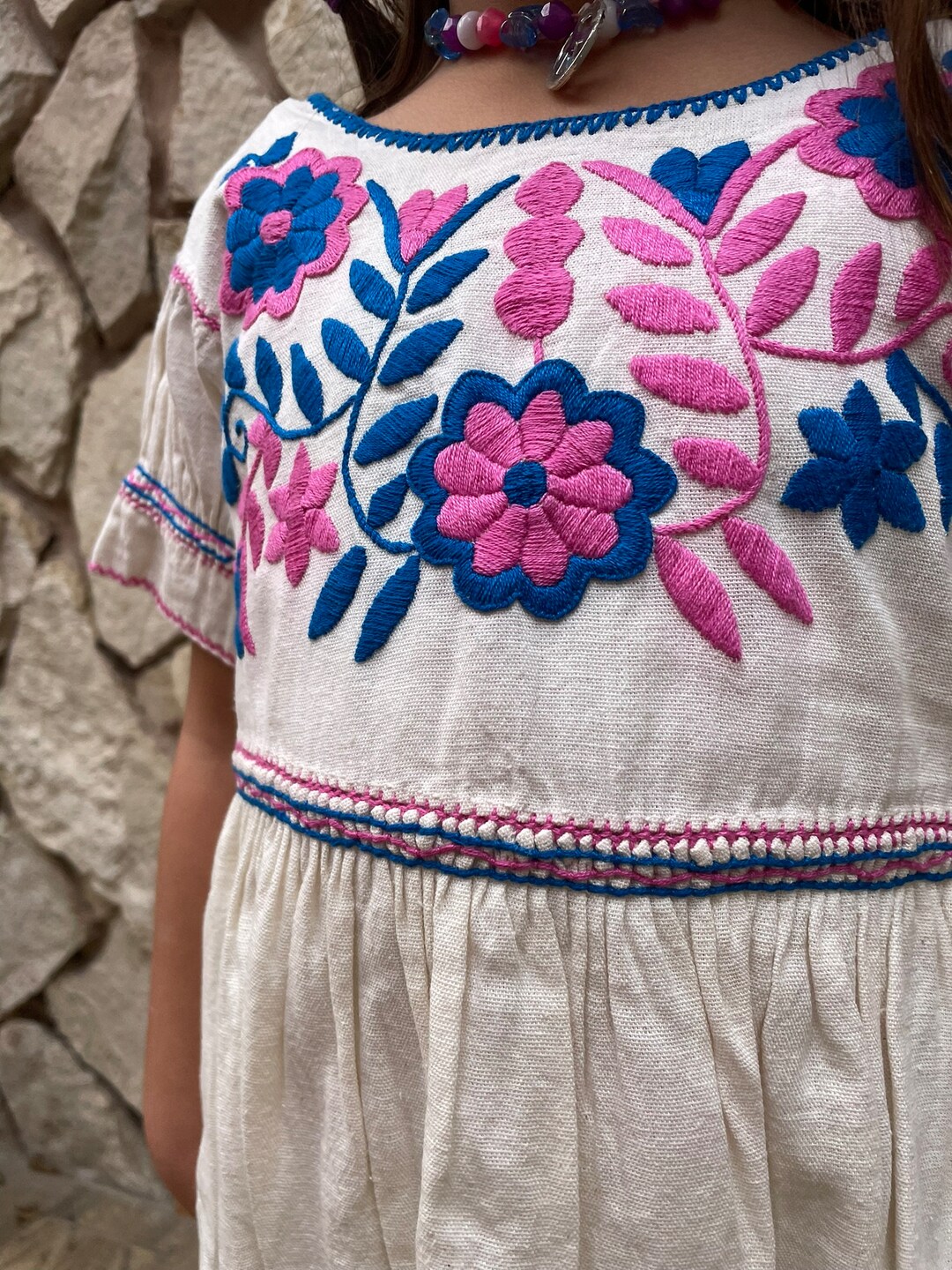 Mexican Dress for Girl , Hand Embroidery Dress, Made in Chiapas, Floral Dress, Gift for Her ...