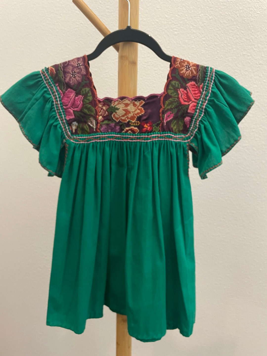 Mexican Embroidered Dress for Girl, Floral Dress, Hand Made Dress, Made in Chiapas, Gift for Her ...