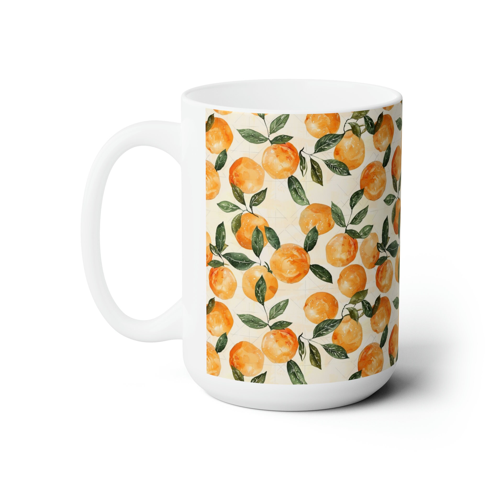 Summer Spring Orange Fruit Mug, Simple Fun Orange Pattern Mug, Orange ...