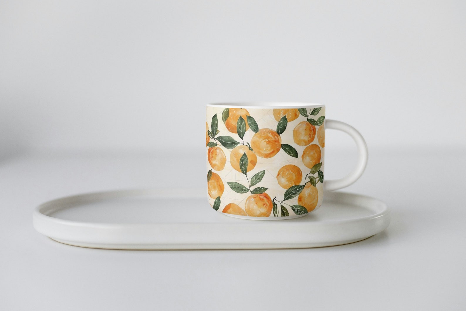 Summer Spring Orange Fruit Mug, Simple Fun Orange Pattern Mug, Orange ...