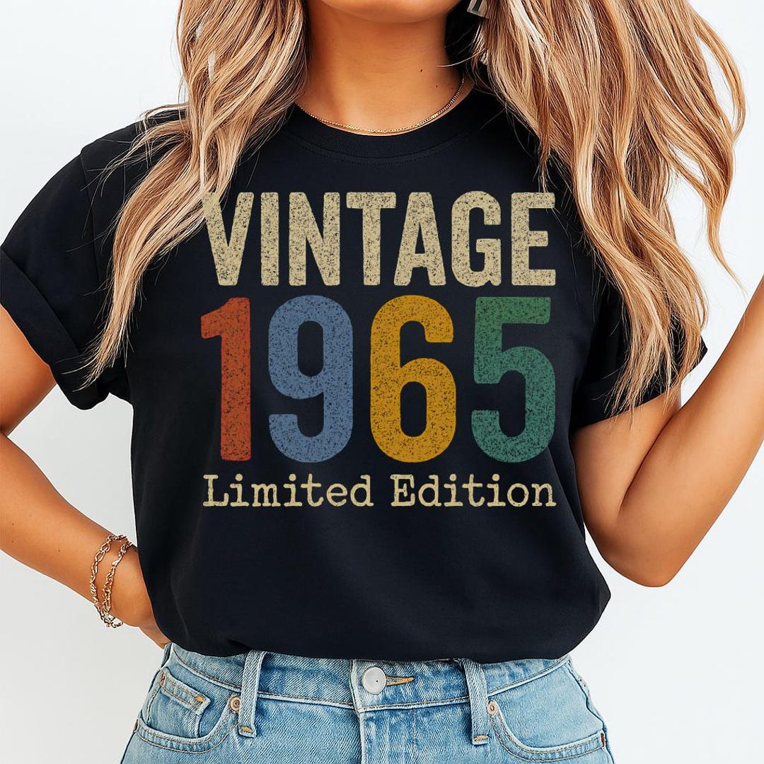 Vintage 1965 Birthday PNG, Retro Birth Year Graphic, 1965 Anniversary ...