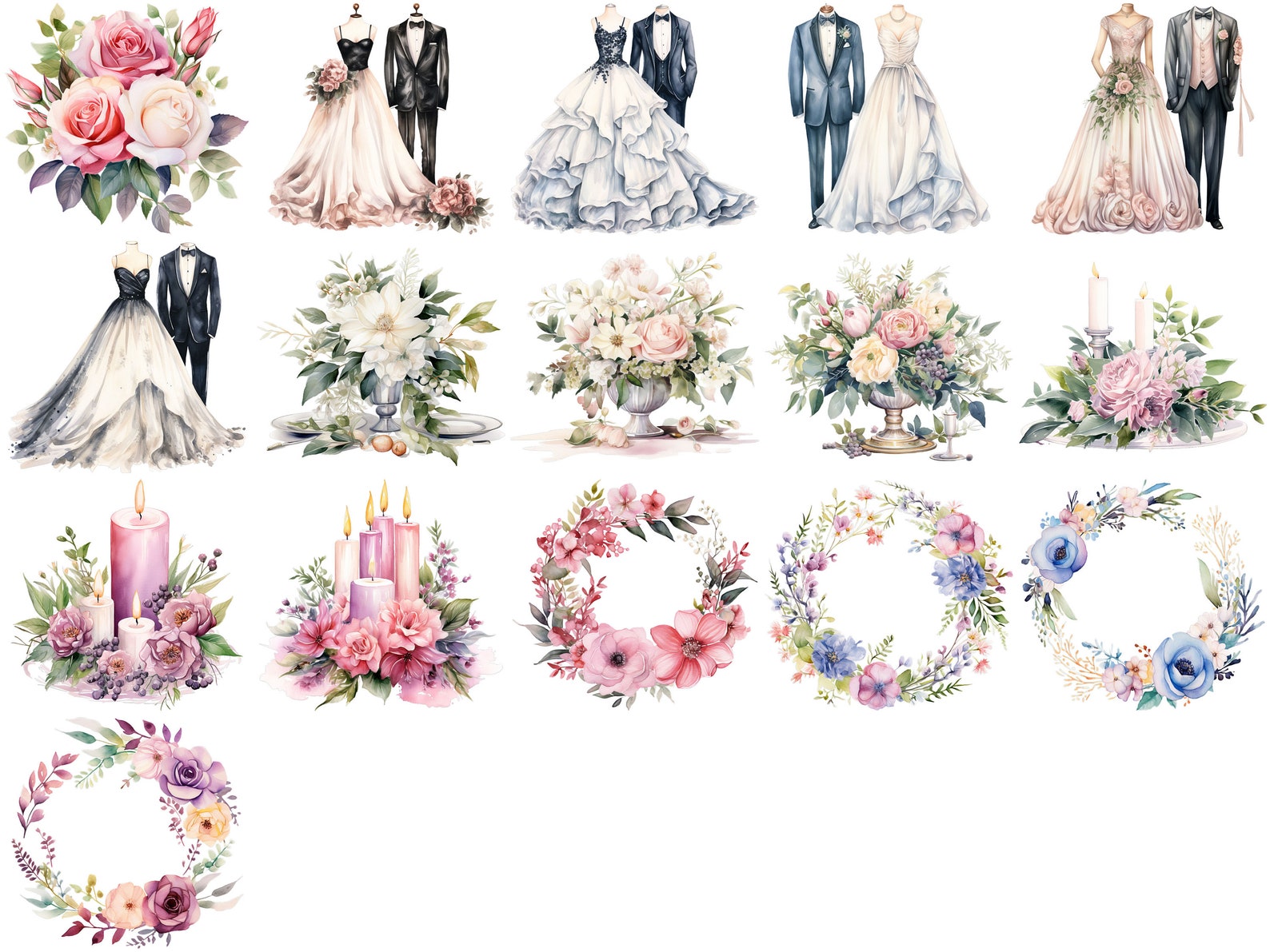 Watercolor Floral Clipart Floral Clipart Wedding Clipart - Etsy