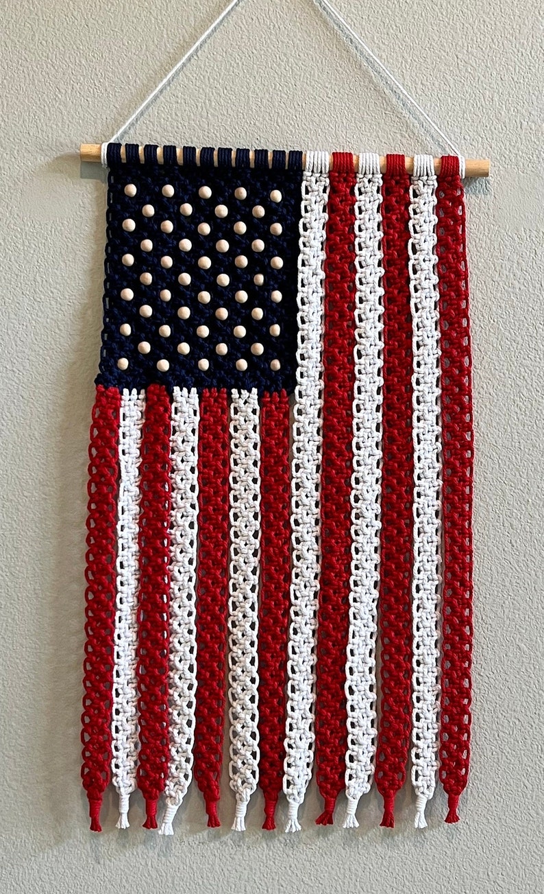 Hand-tied Macrame American Flag - Etsy