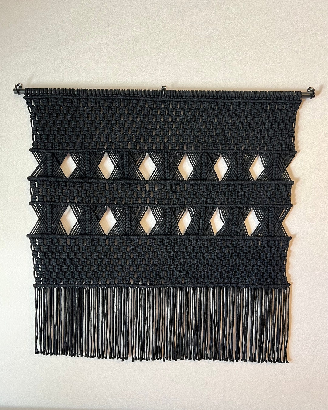 Large Black Macrame Wall Hanging // Macrame Tapestry // Boho Headboard ...