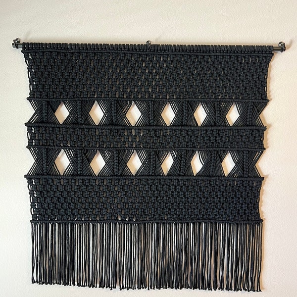 Large Macrame Wall Hanging Black - Etsy