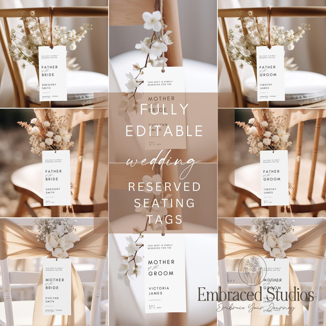 Editable Wedding Reserved Seat Tags, Father of the Bride, Printable ...