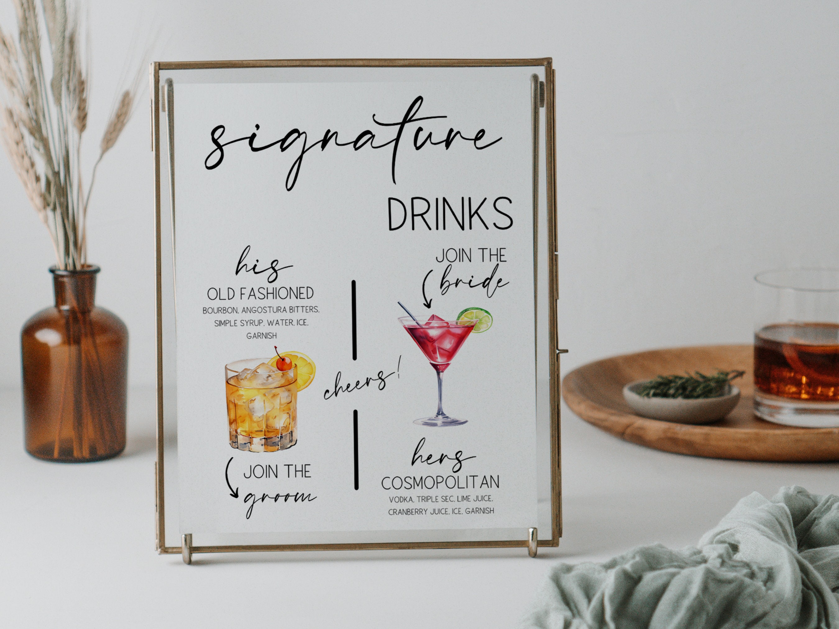 Signature Drinks Menu With His and Hers Cocktails Fully - Etsy