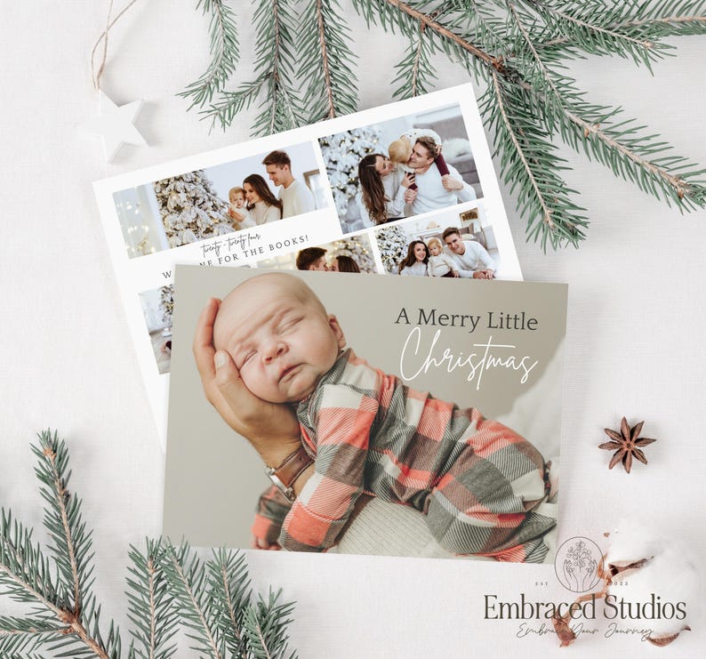 Christmas Baby Card, Christmas Baby Announcement, Photo Christmas Card ...