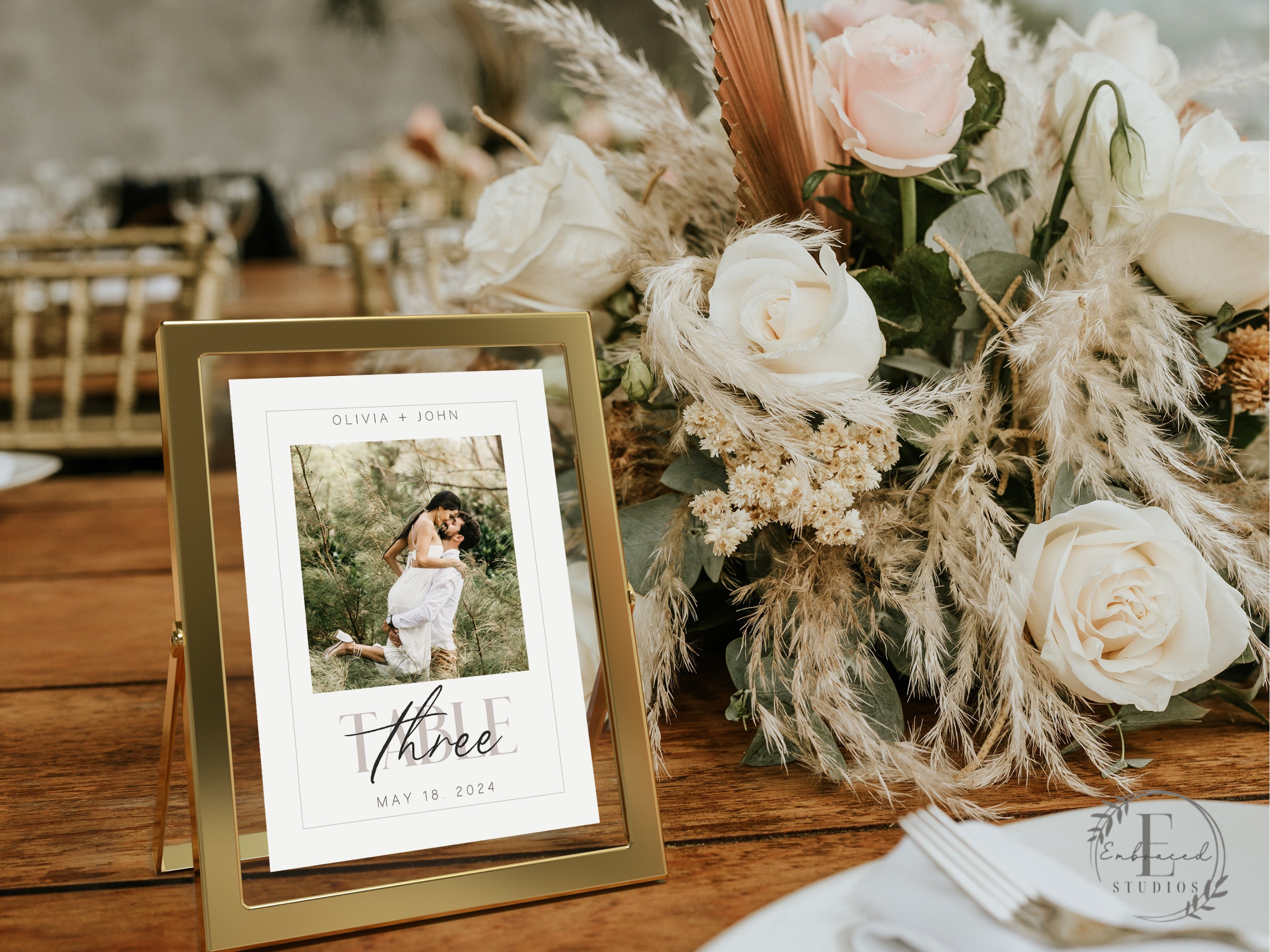 Custom Table Number Sign, Table Number Photo Sign, Wedding Photo Table ...