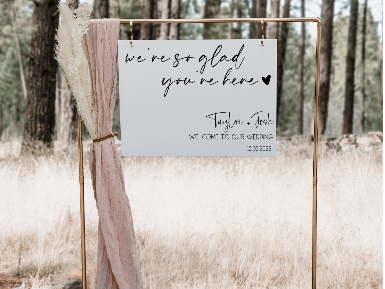 Boho We're so Glad You're Here Wedding Welcome Poster Minimalist ...