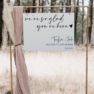 Boho We're so Glad You're Here Wedding Welcome Poster Minimalist ...