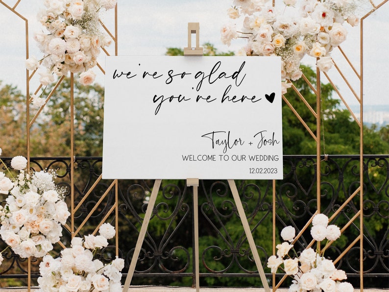 Boho We're so Glad You're Here Wedding Welcome Poster Minimalist ...