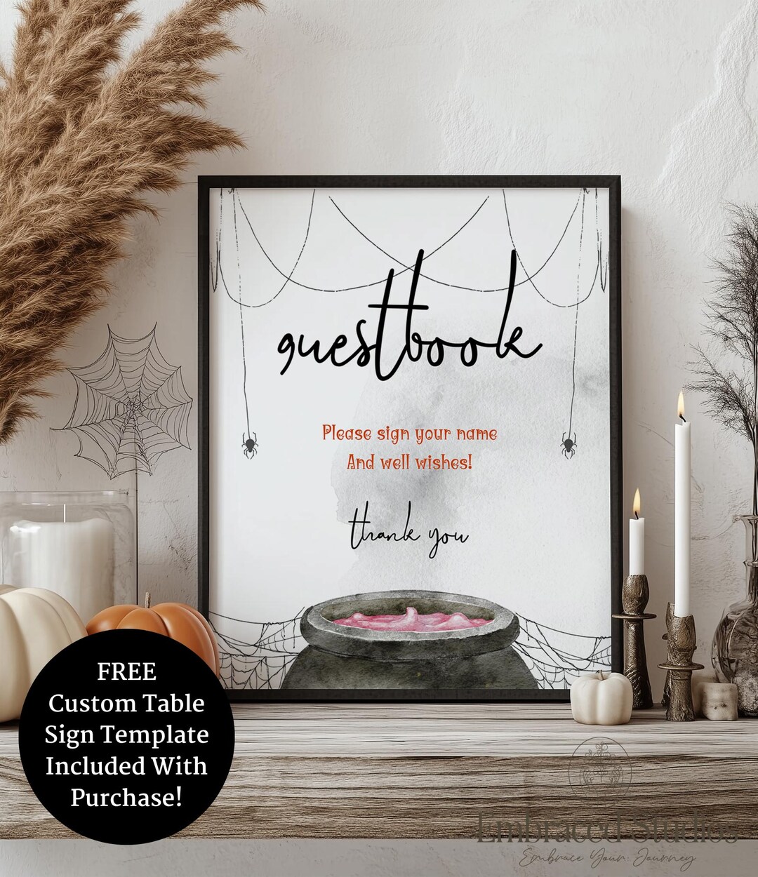 BRYSON Minimalist Guestbook Sign Template, Printable Halloween Baby ...