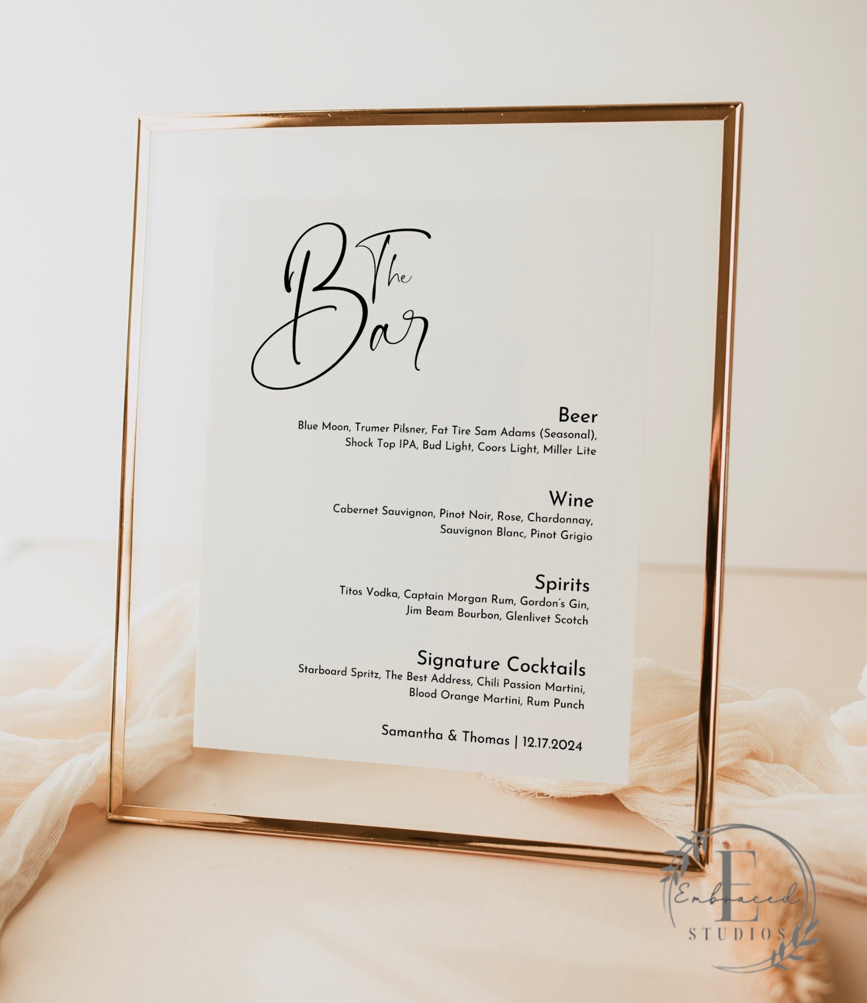 Bar Menu Template, Wedding Menu Template, Wedding Bar Menu, Bar Sign ...