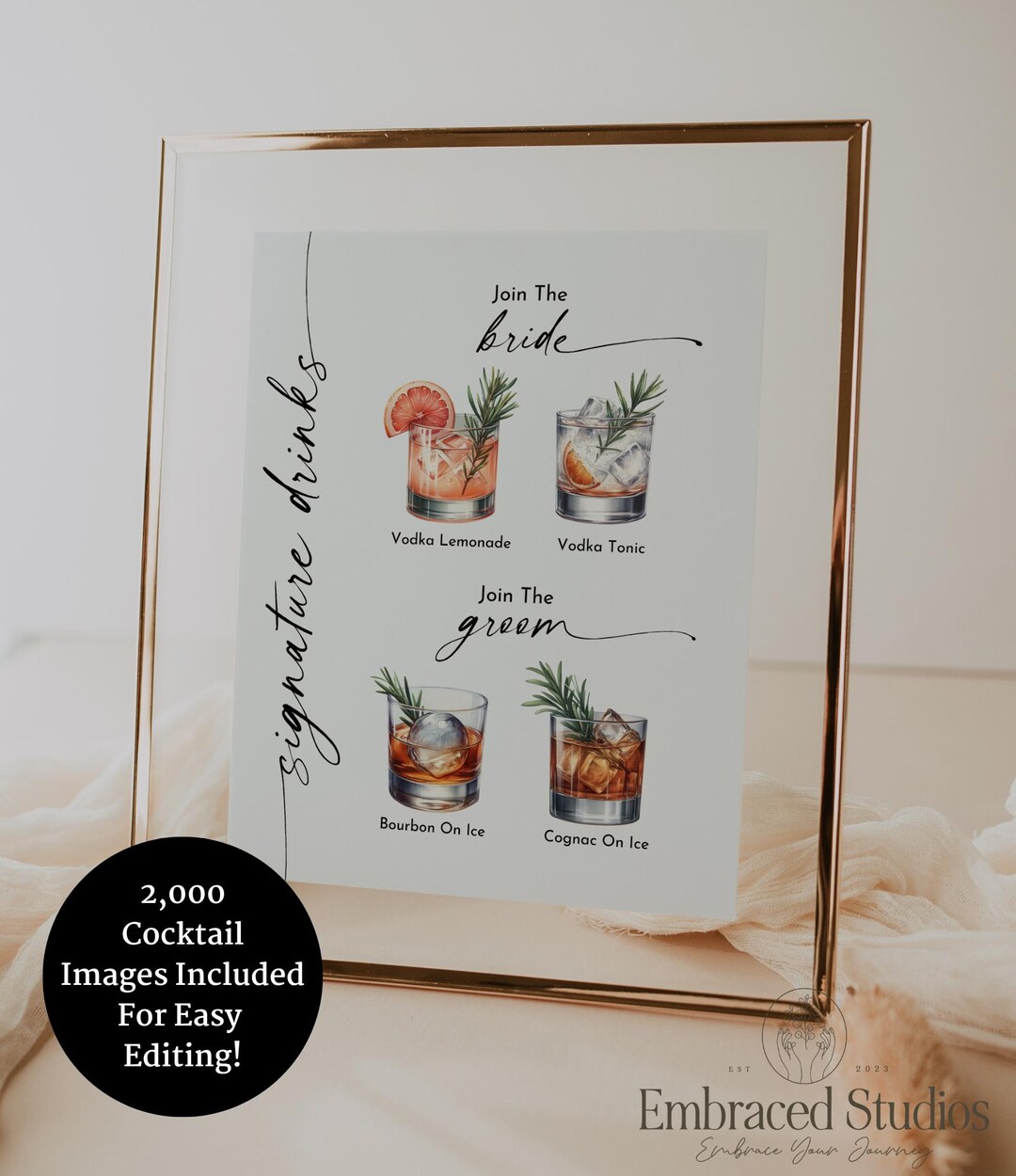 Signature Drinks Sign With 2000 Signature Drinks to Choose From. Set ...