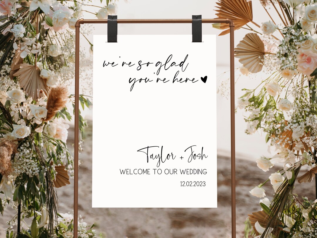 Boho We're so Glad You're Here Wedding Welcome Poster Minimalist ...