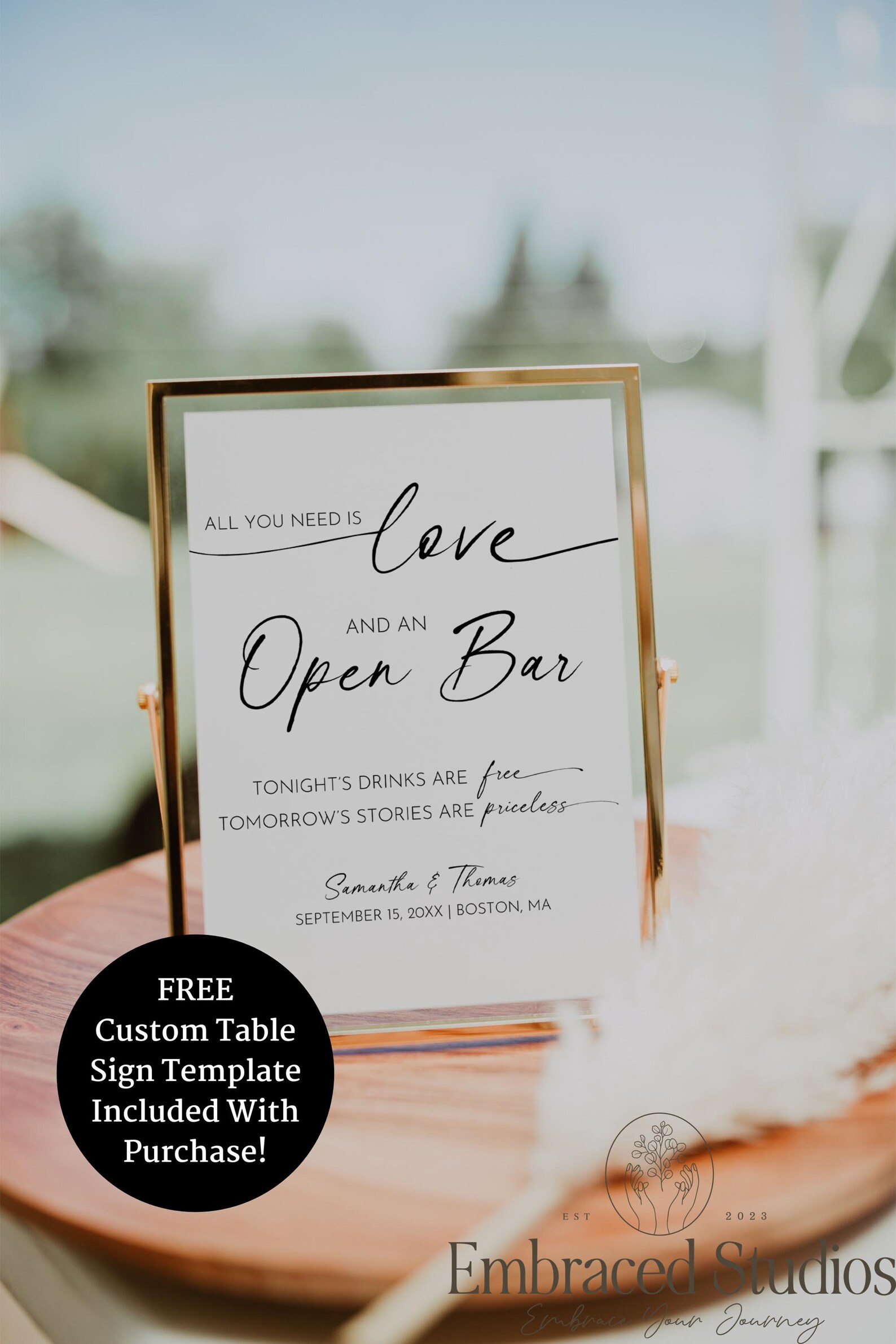 Open Bar Menu Template to Use for Your Wedding Reception Bar Signage ...