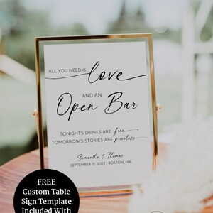 Open Bar Menu Template to Use for Your Wedding Reception Bar Signage ...