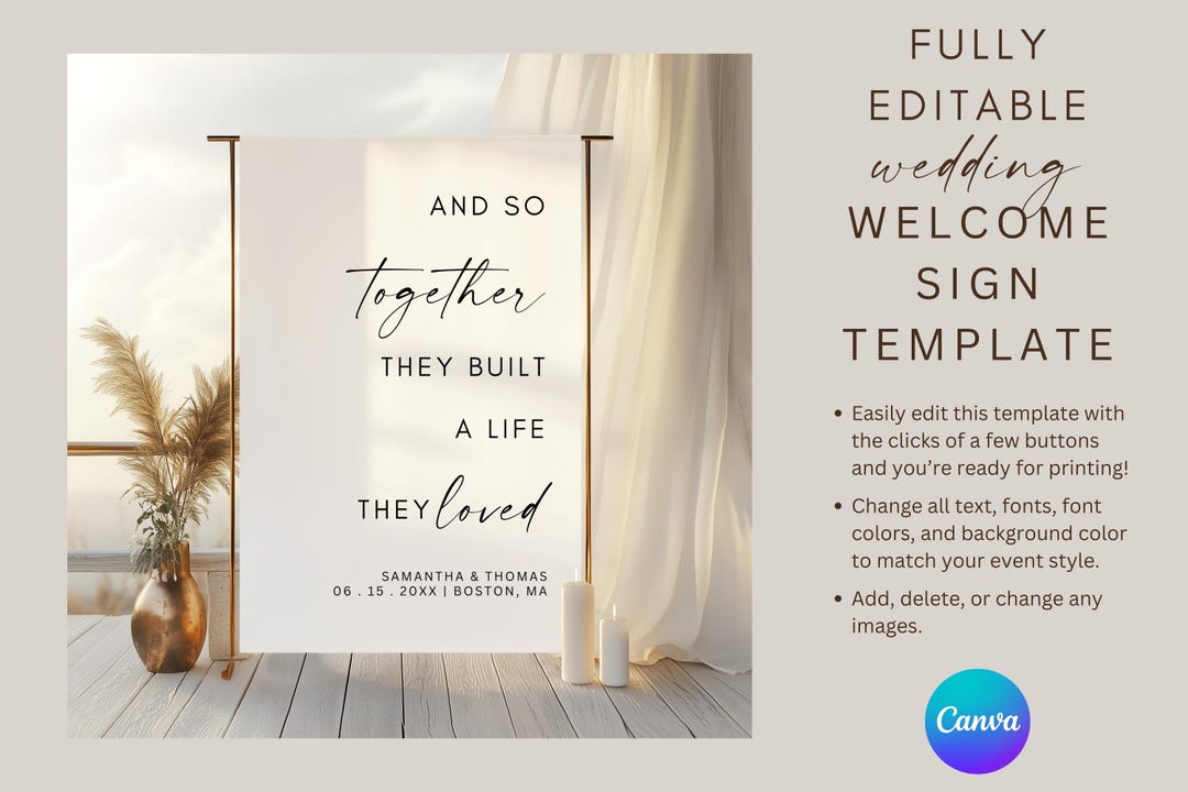 Wedding Welcome Sign Template Download Wedding Display Entrance Sign ...