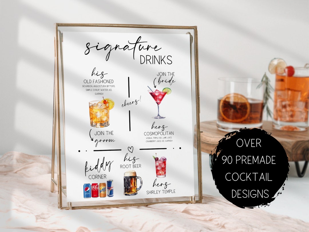 Signature Drinks Sign His and Her Drinks Bride and Groom - Etsy
