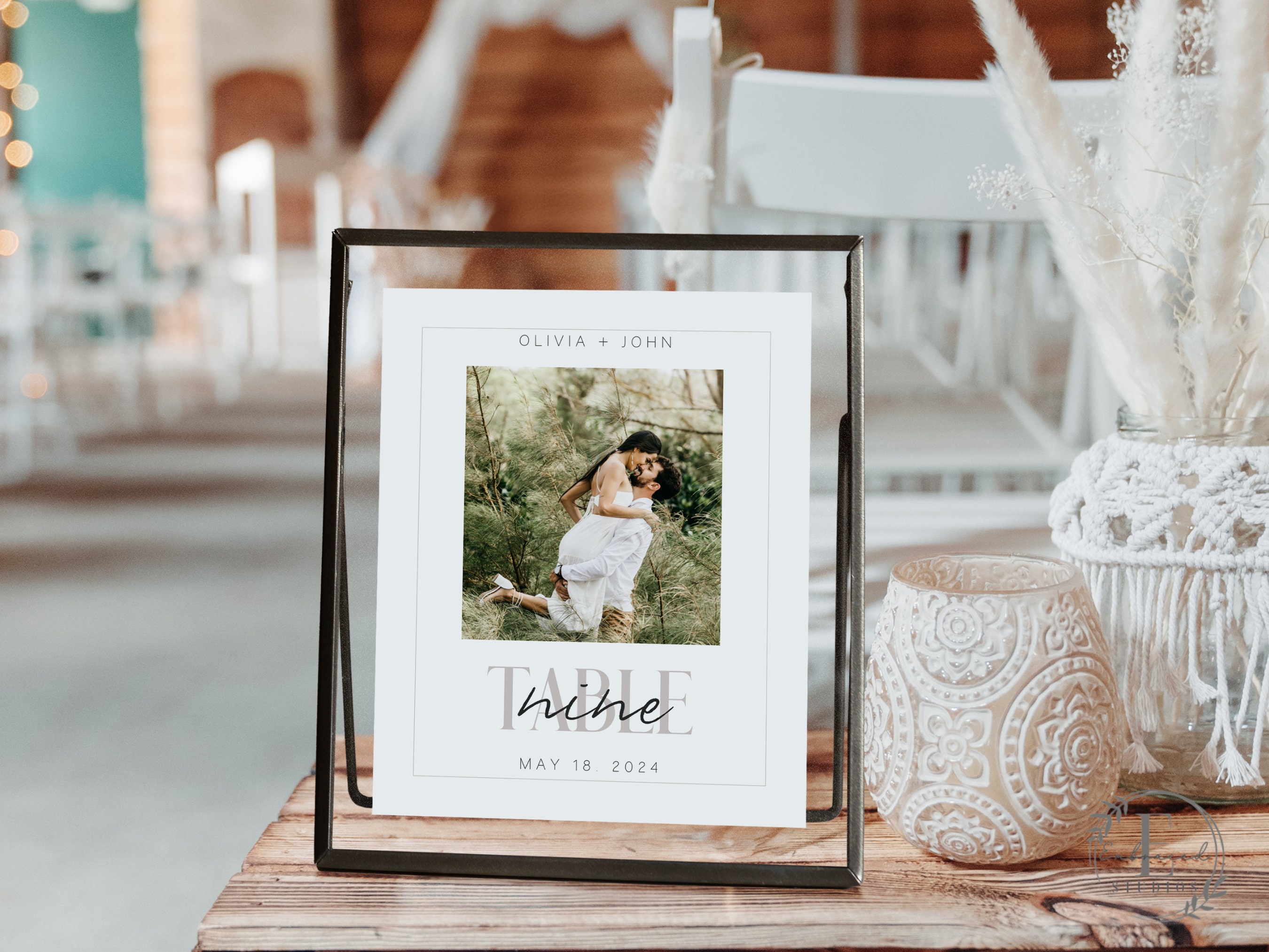 Custom Table Number Sign, Table Number Photo Sign, Wedding Photo Table ...