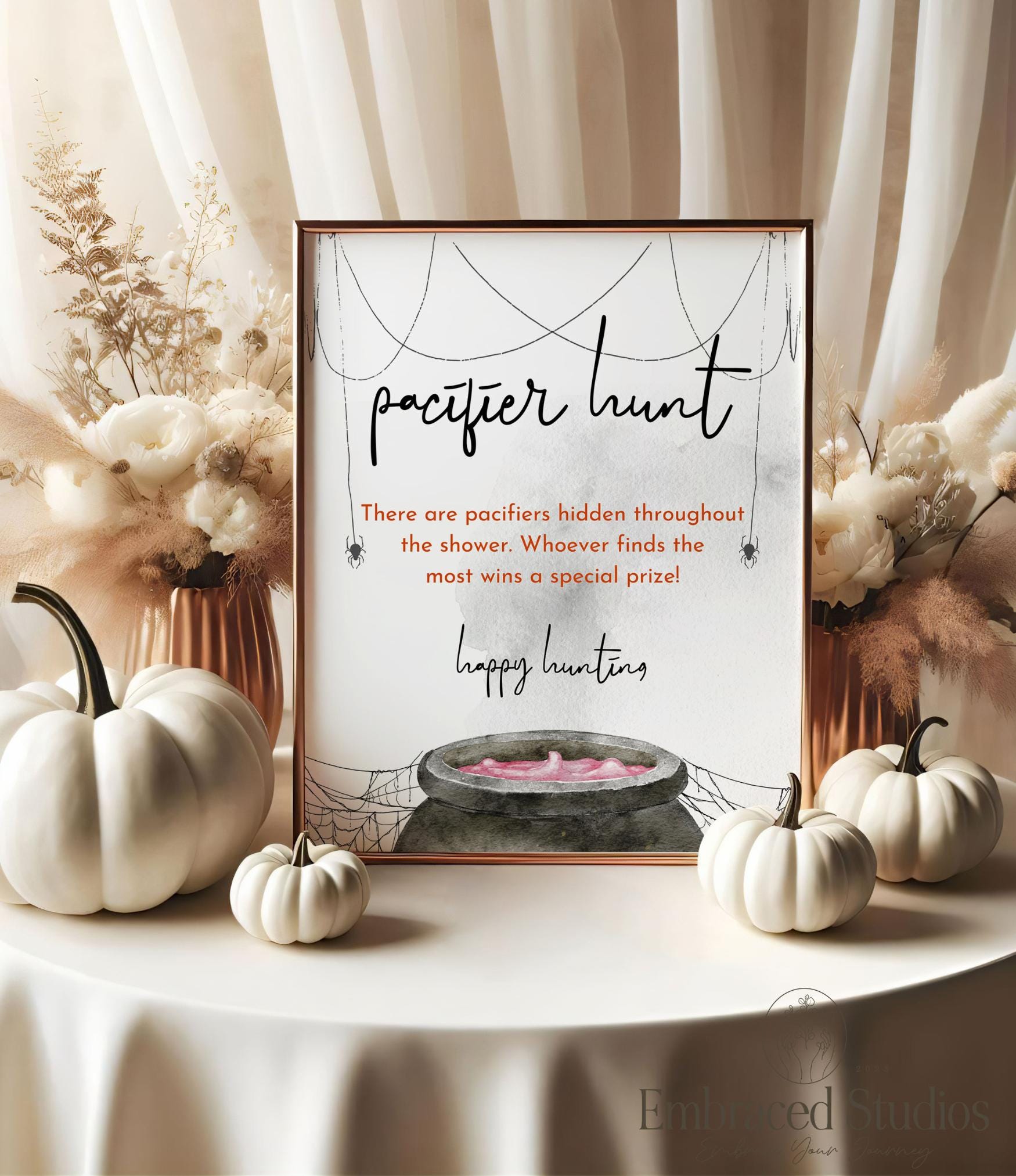 BRYSON Printable Pacifier Hunt Baby Shower Games Sign Template ...