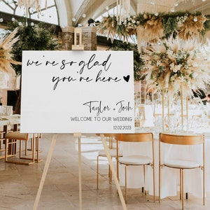 Boho We're so Glad You're Here Wedding Welcome Poster Minimalist ...