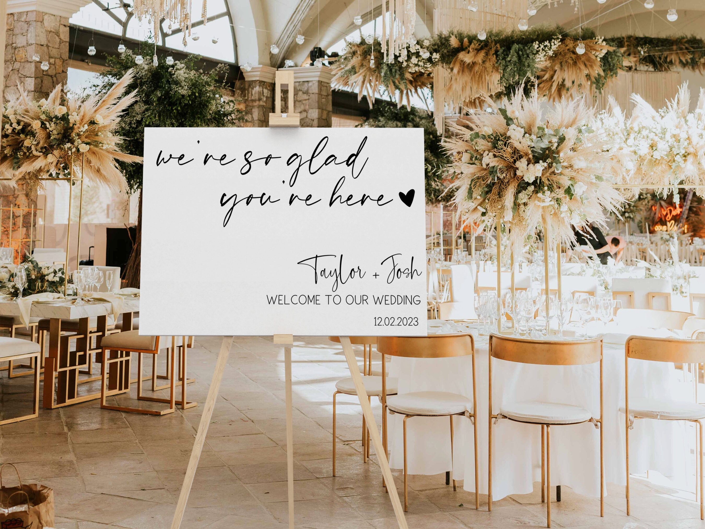 Boho We're so Glad You're Here Wedding Welcome Poster Minimalist ...