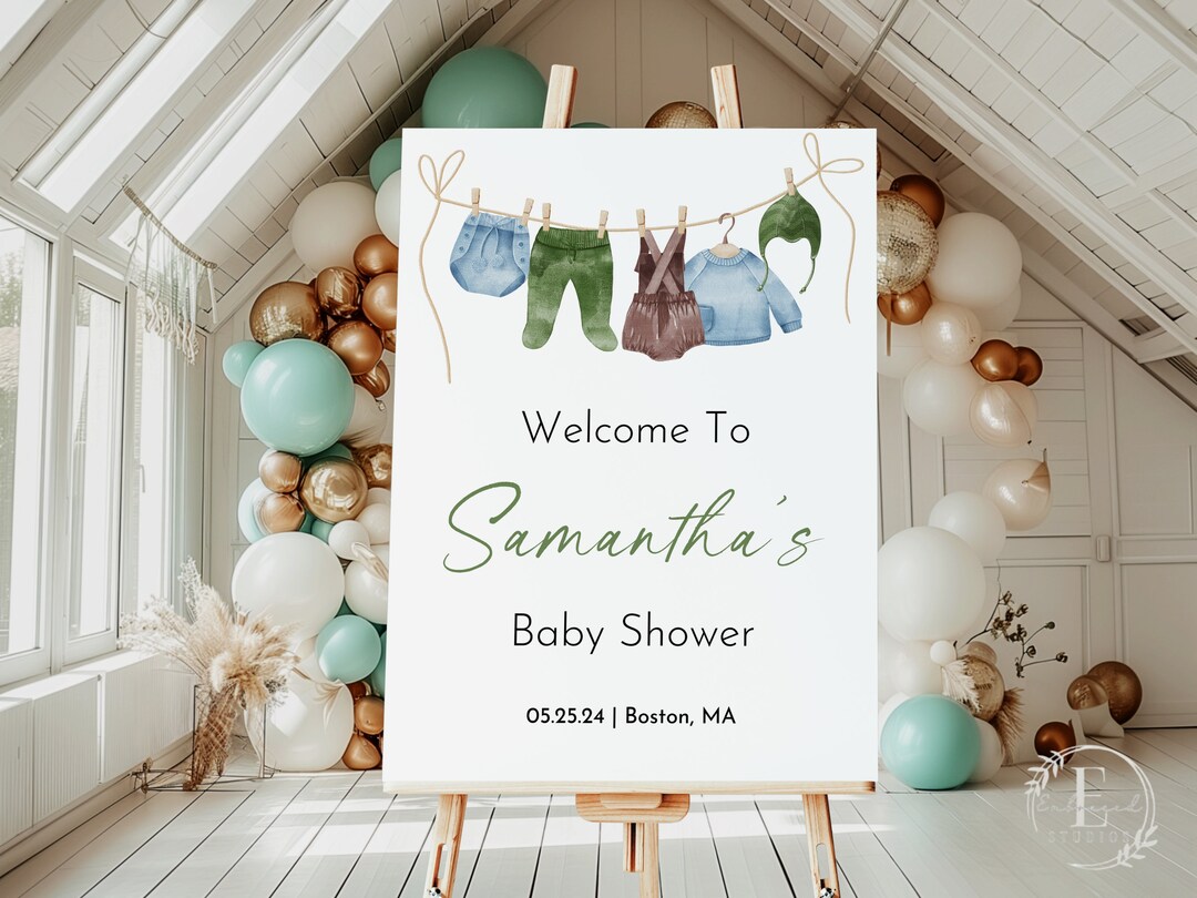 HAYDEN Boy Baby Shower Welcome Sign Template, Editable Boho Baby Shower ...