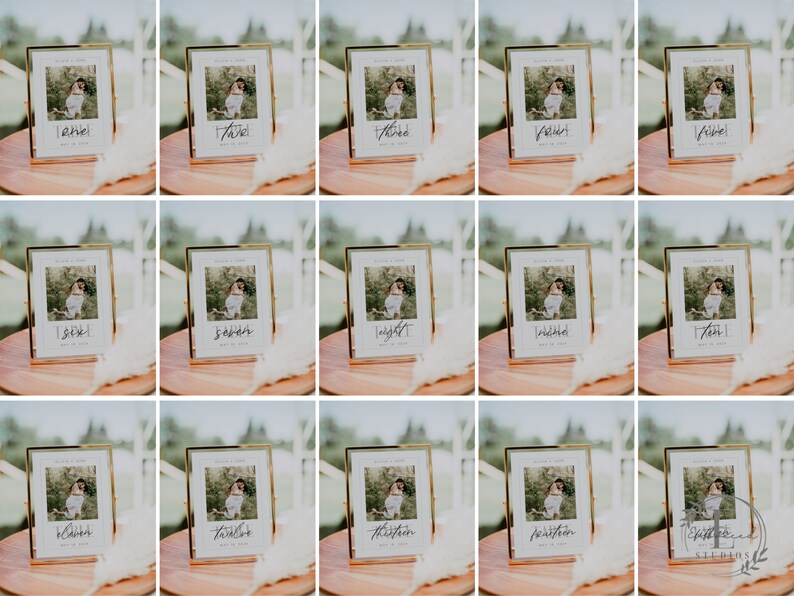 Custom Table Number Sign, Table Number Photo Sign, Wedding Photo Table ...