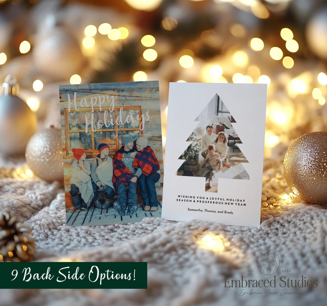 Horizontal Modern Holiday Card Template, Happy Holidays Greeting Card ...