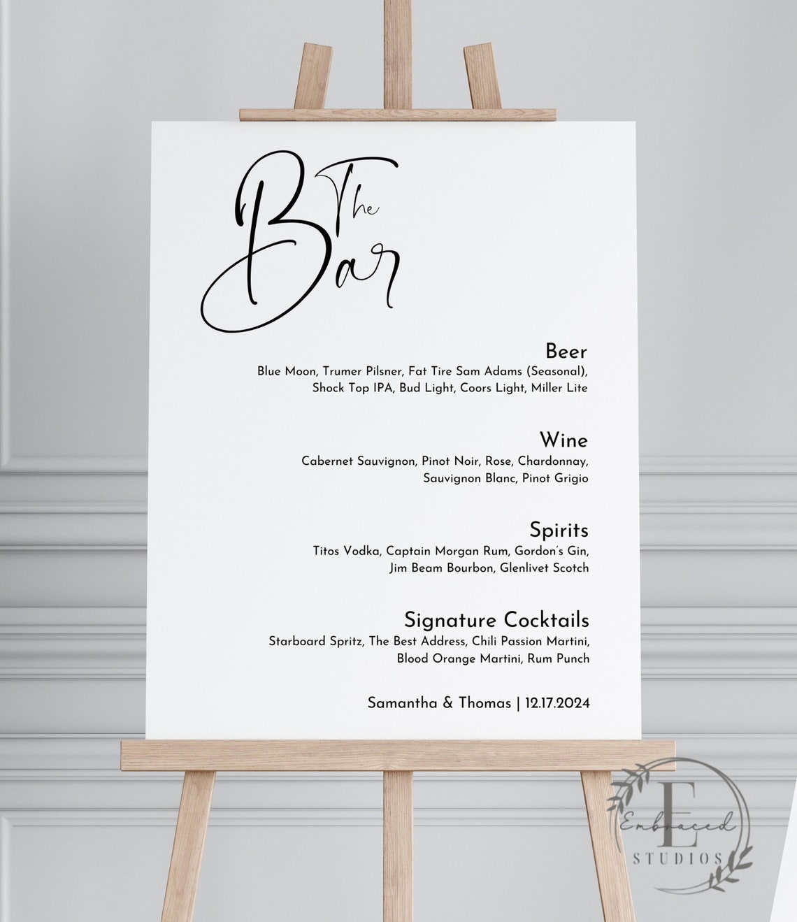 Bar Menu Template, Wedding Menu Template, Wedding Bar Menu, Bar Sign ...