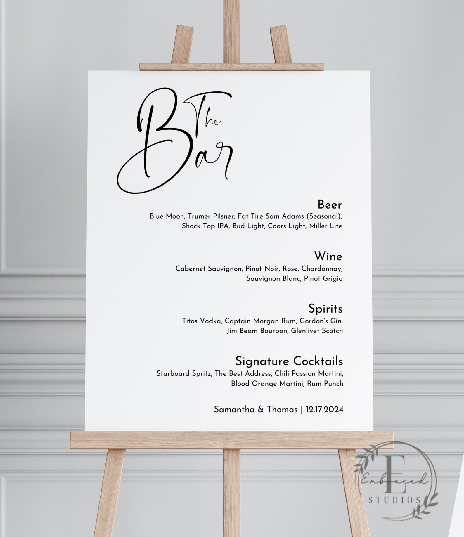 Bar Menu Template, Wedding Menu Template, Wedding Bar Menu, Bar Sign ...