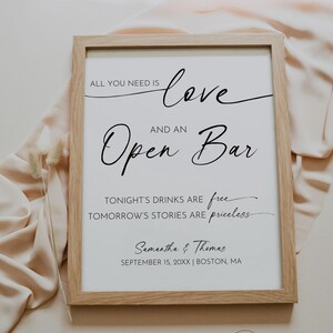 Open Bar Menu Template to Use for Your Wedding Reception Bar Signage ...