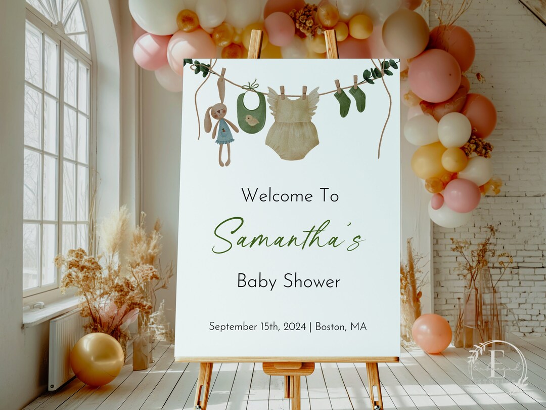 HAYDEN Editable Baby Welcome Sign, Baby Girl Clothes, Baby Shower ...