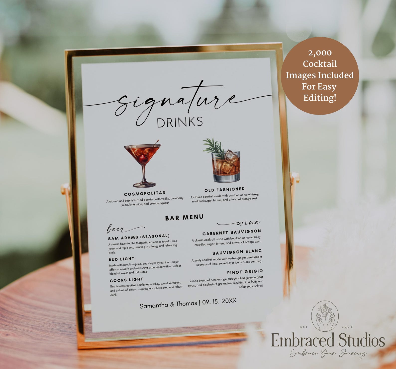 Signature Drink Sign, Signature Cocktail, Custom Drink Sign, Bar Menu ...