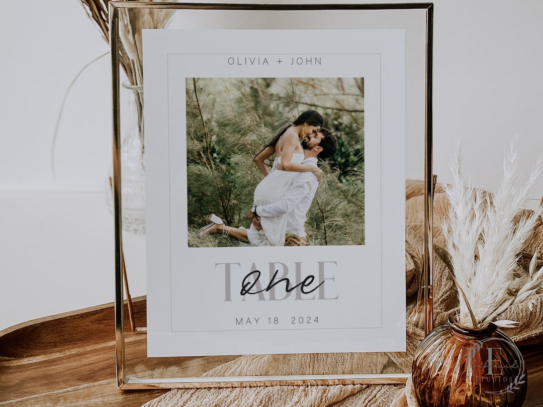 Custom Table Number Sign, Table Number Photo Sign, Wedding Photo Table ...