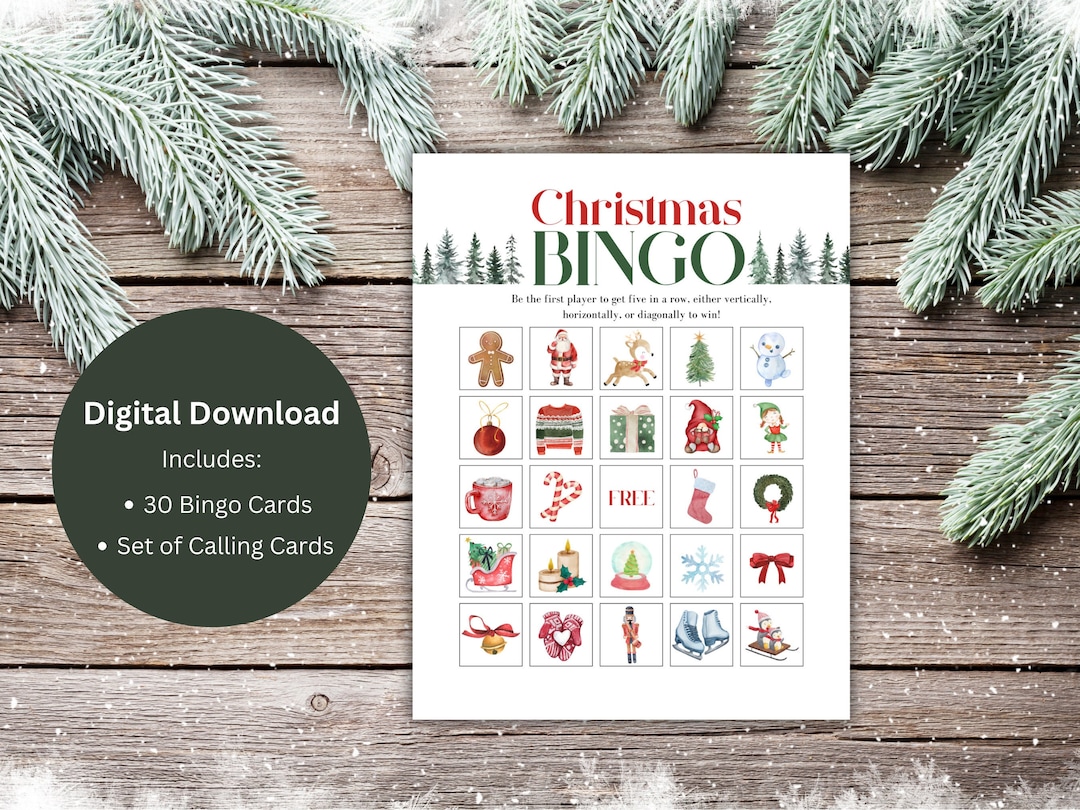 Christmas Bingo, 30 Holiday Bingo Cards, Christmas Party Game for Kids ...