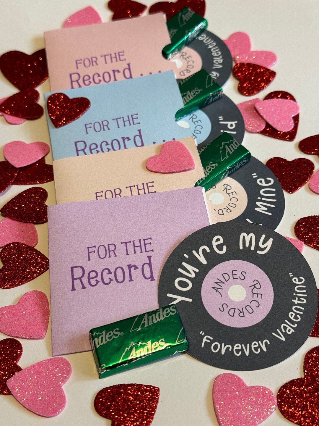 A Set of 4 Vinyl Record Valentine's Cards. Fun Cards for Classmates or ...