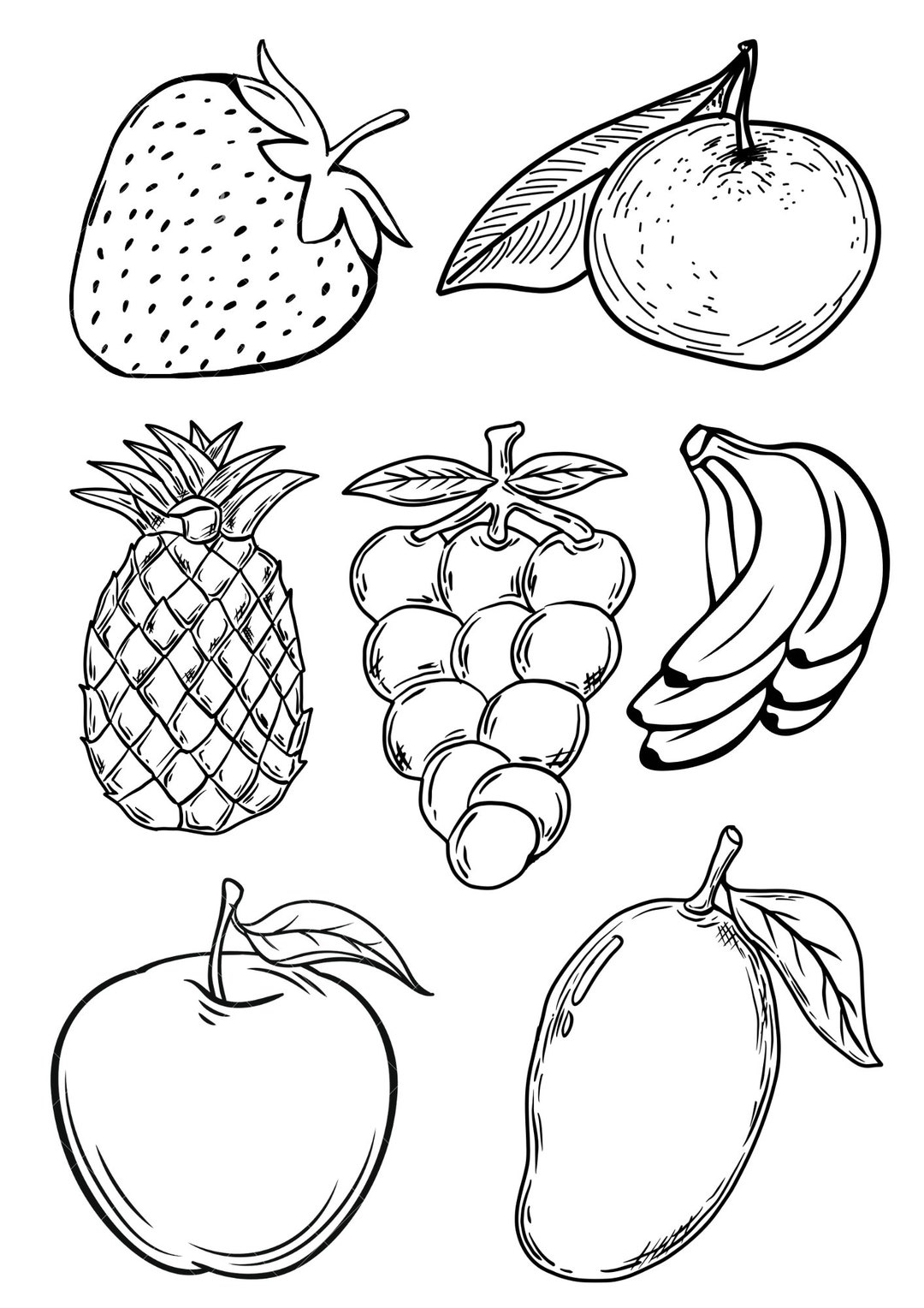 Fruit Coloring Page Variety of Fruits to Color Greats for - Etsy