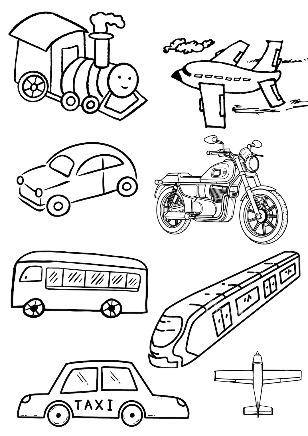 Transportation Coloring Page, Vehicle Coloring Sheet, Transportation ...