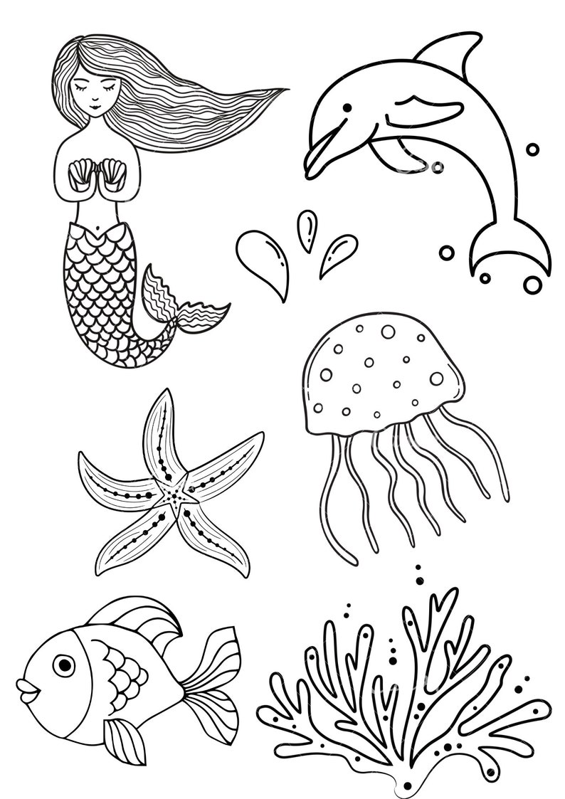Underwater World Coloring Page Underwater Animals Coloring - Etsy