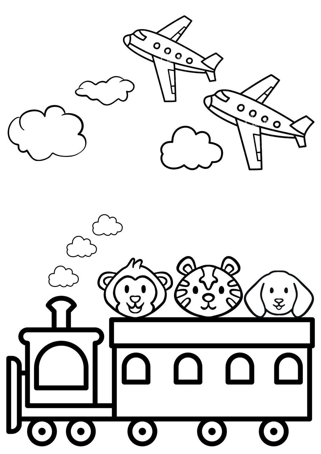 Joyful Train Ride, Train Ride Coloring Page, Fun Activity, Digital ...