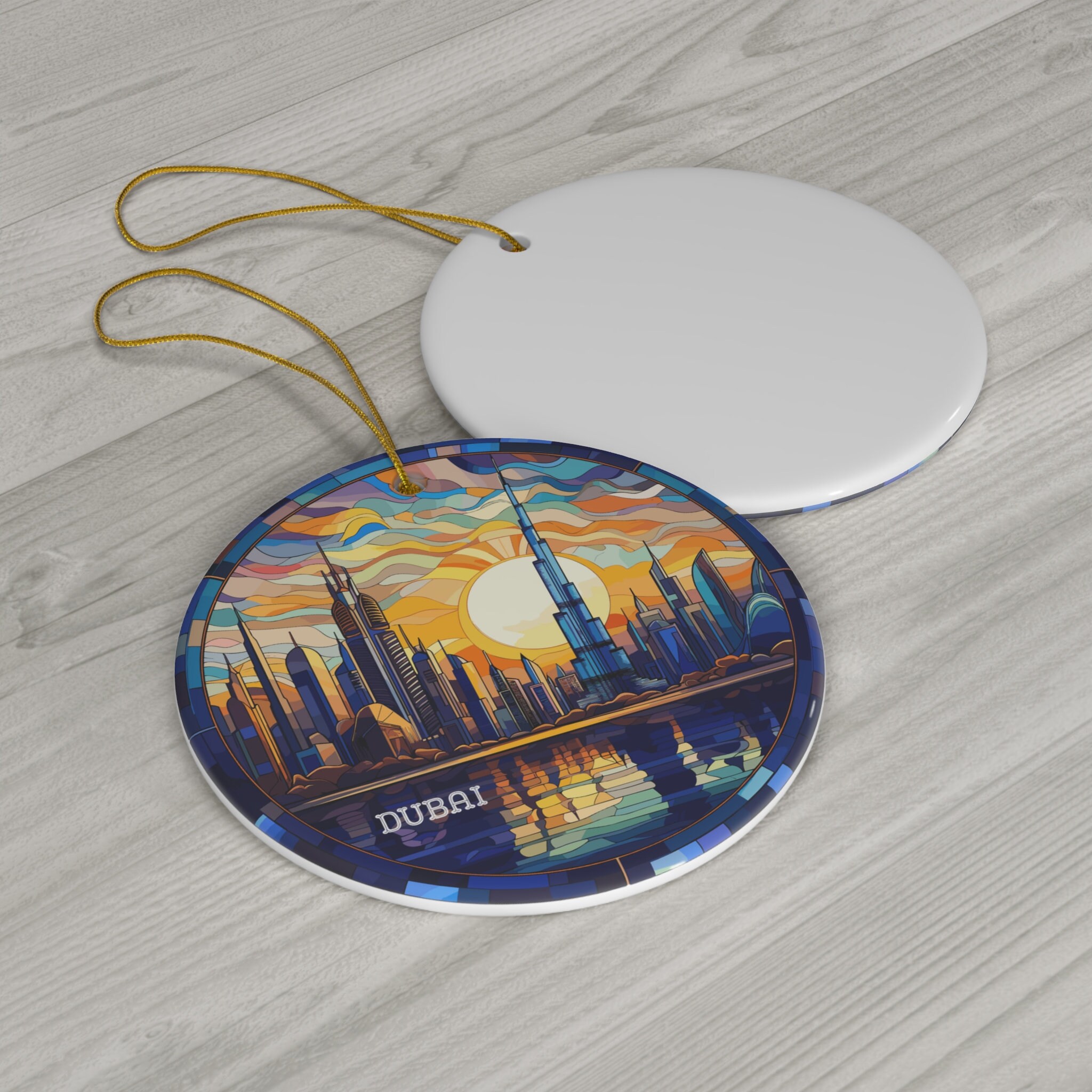 Dubai UAE Burj Khalifa Travel Print Ceramic Ornament - Etsy