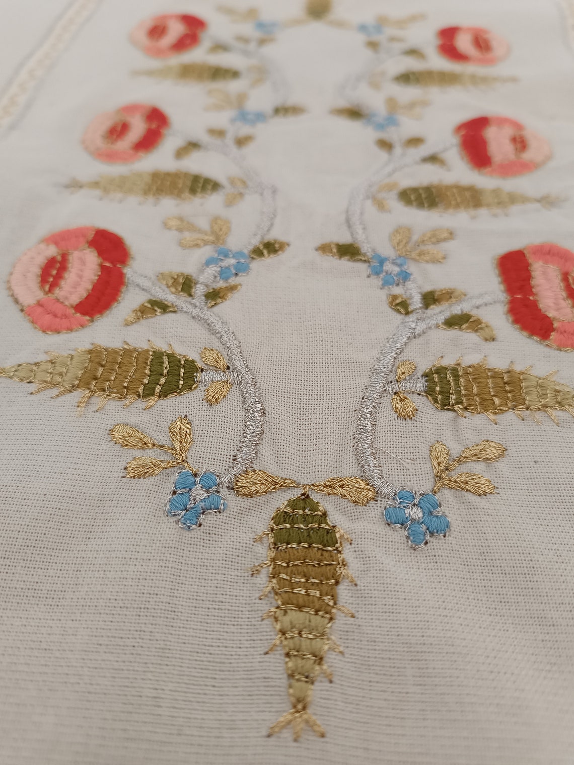 Embroidered Table Topper - Etsy