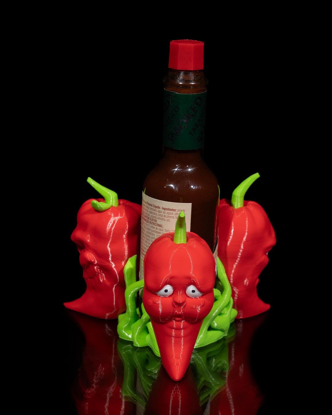 3 Pepper Heat Range Tabasco Holder - 3D Printed 7.6 Cm Tall Hot Sauce ...