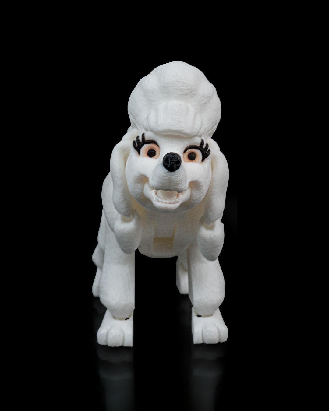 Lizzie the Poodle - 3D Printed Flexible Dog Figurine, Custom Color ...