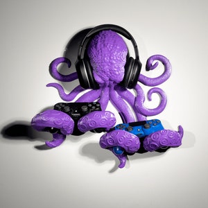 3D Printed Octopus Headphone & Controller Holder: Gaming Room Decor - Etsy